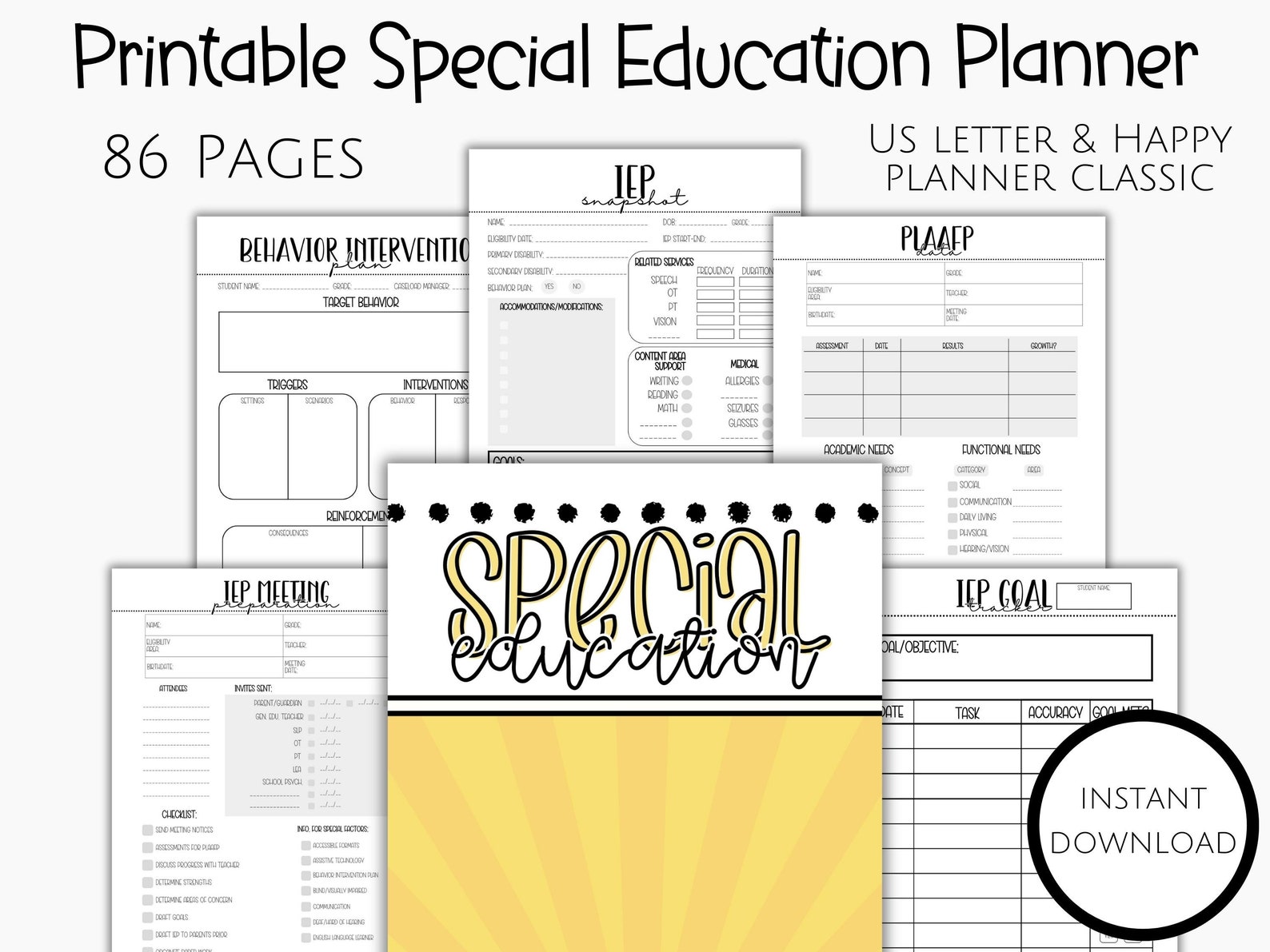 Printable Special Education Caseload Templates IEP Goal - Etsy