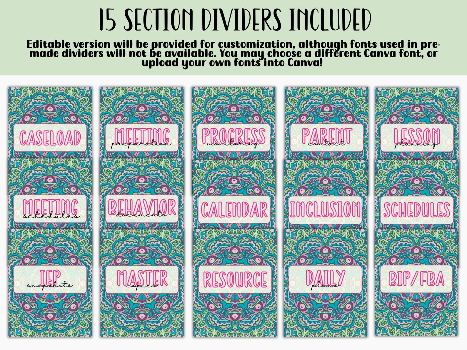Editable Special Education Planner Binder, Caseload Canva Templates ...