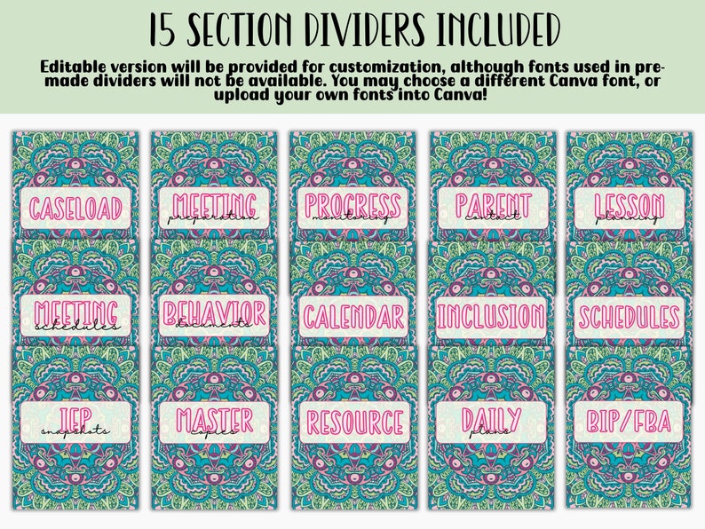 Editable Special Education Planner Binder, Caseload Canva Templates ...