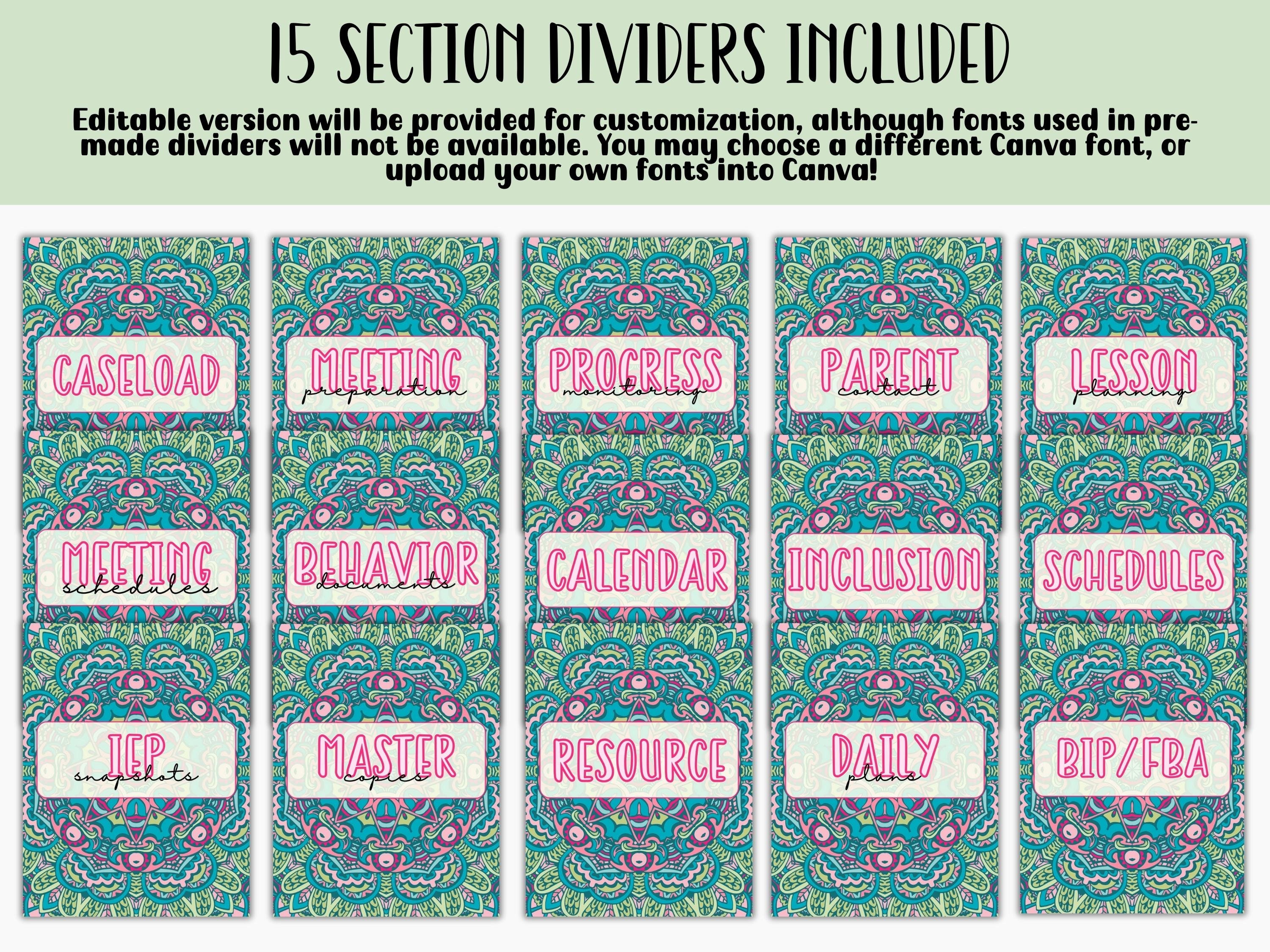 Editable Special Education Planner Binder, Caseload Canva Templates ...
