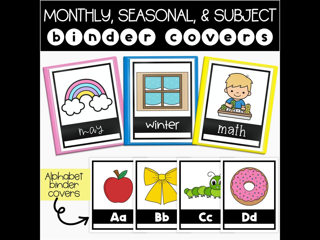 Binder Covers and Spines, Monthly Seasonal Subject Binders, Teacher ...