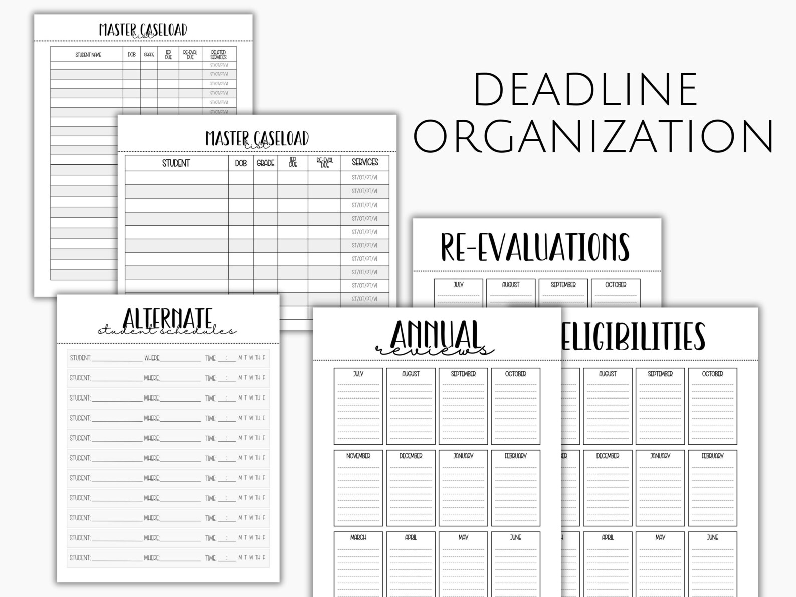Printable Special Education Caseload Templates, IEP Goal Planning ...
