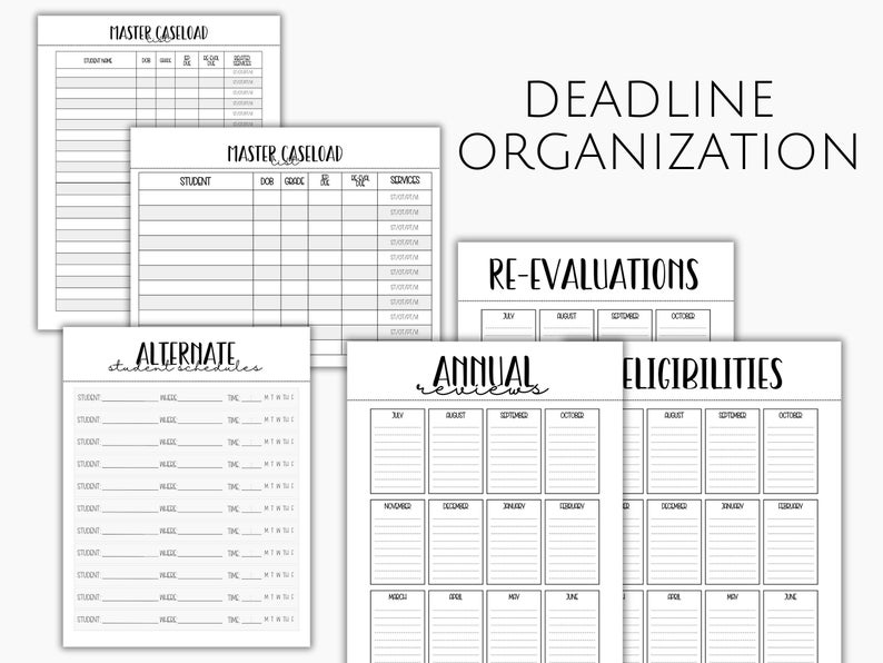 Printable Special Education Caseload Templates, IEP Goal Planning ...