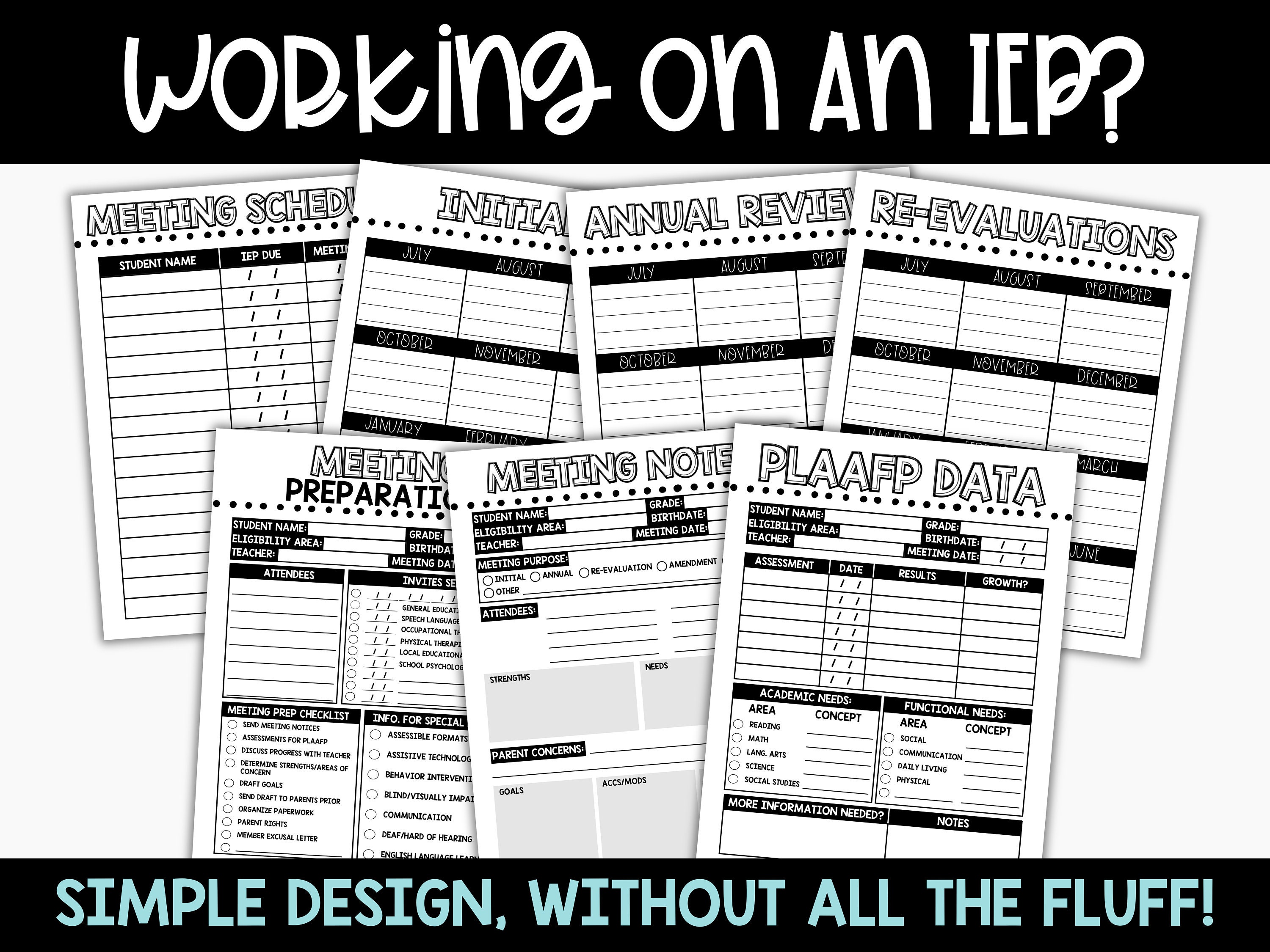 Special Education Planner, Self-contained Teacher Binder, IEP Meeting ...