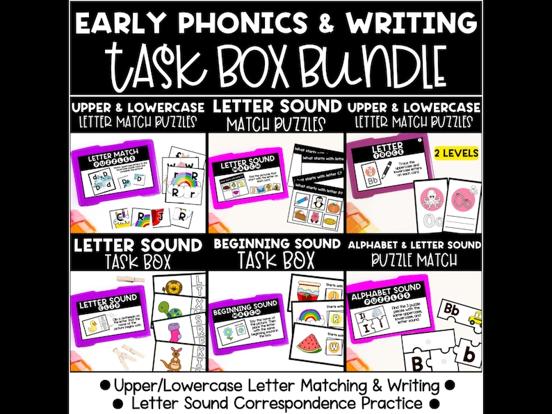 Letter Sound Task Boxes, Alphabet Activities, Prek and Kindergarten ...