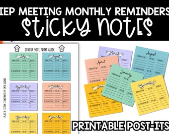 Printable IEP Goal Sticky Note Templates, Progress Monitoring, IEP ...