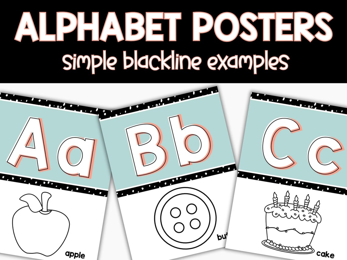 Printable Classroom Decor Retro Alphabet Posters Simple - Etsy