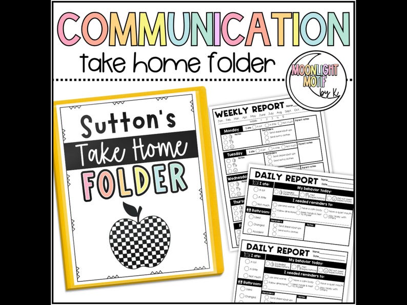 Take Home Folder With Daily and Weekly Reports, Behavior Tracking ...
