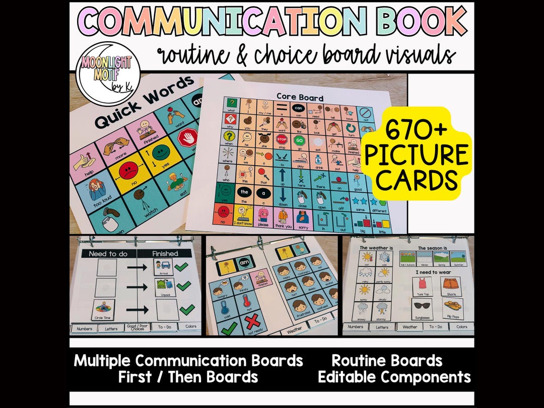 Visual Communication Book for Non-verbal, Choice Board Binder, Visual ...