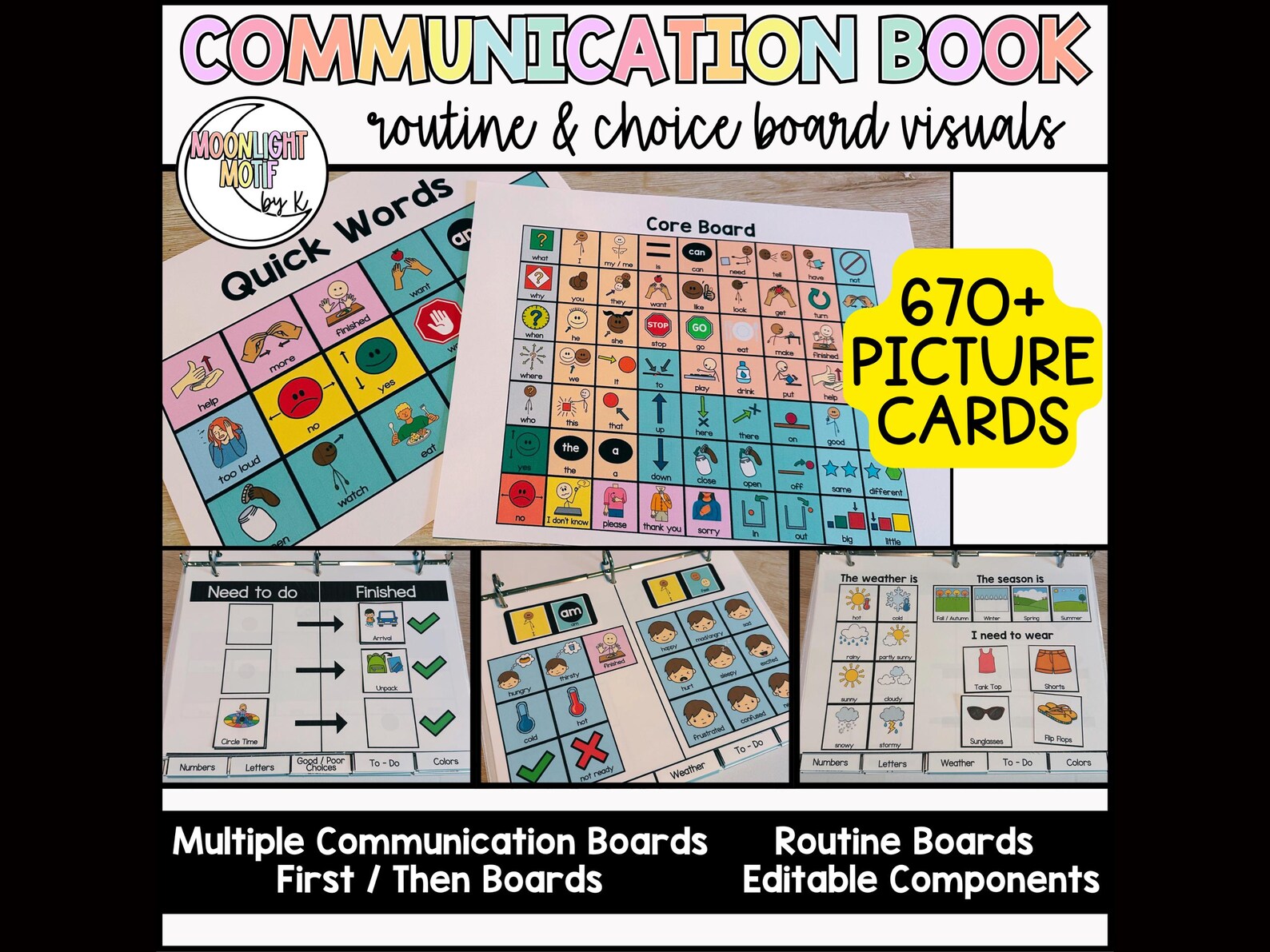 Visual Communication Book for Non-verbal, Choice Board Binder, Visual ...