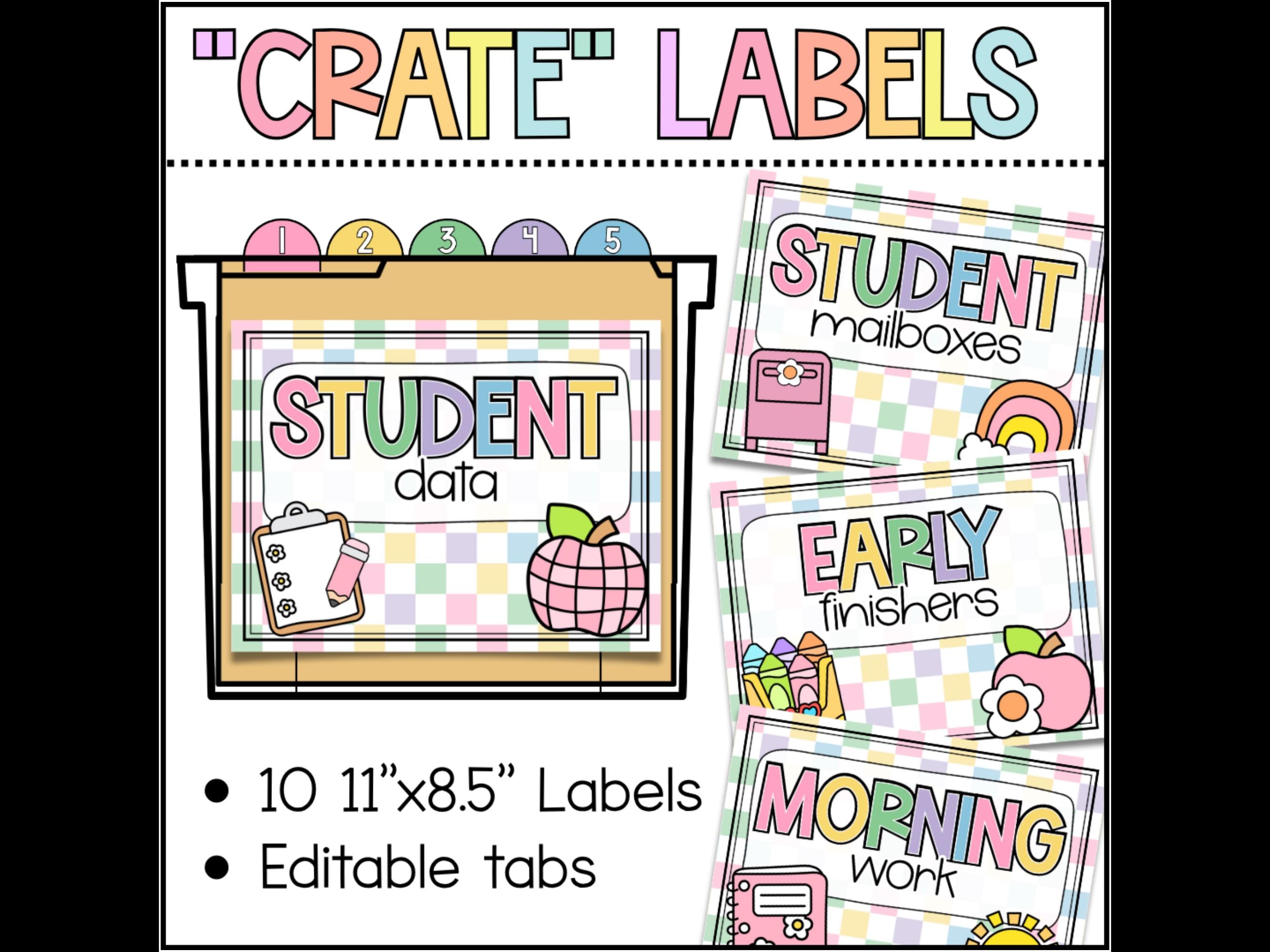 Groovy Crate Labels for Student Data, Student File Organization System ...