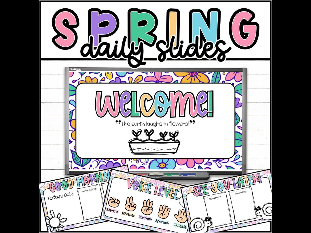 Spring Themed Morning Message Slides, Morning Meeting, Daily Schedule ...