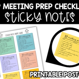 Printable IEP Meeting Preparation Sticky Note Templates, IEP Meeting ...