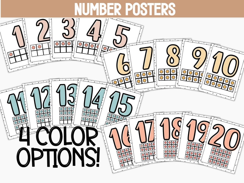 Printable Neutral Classroom Decor, Color Shapes Alphabet Numbers ...