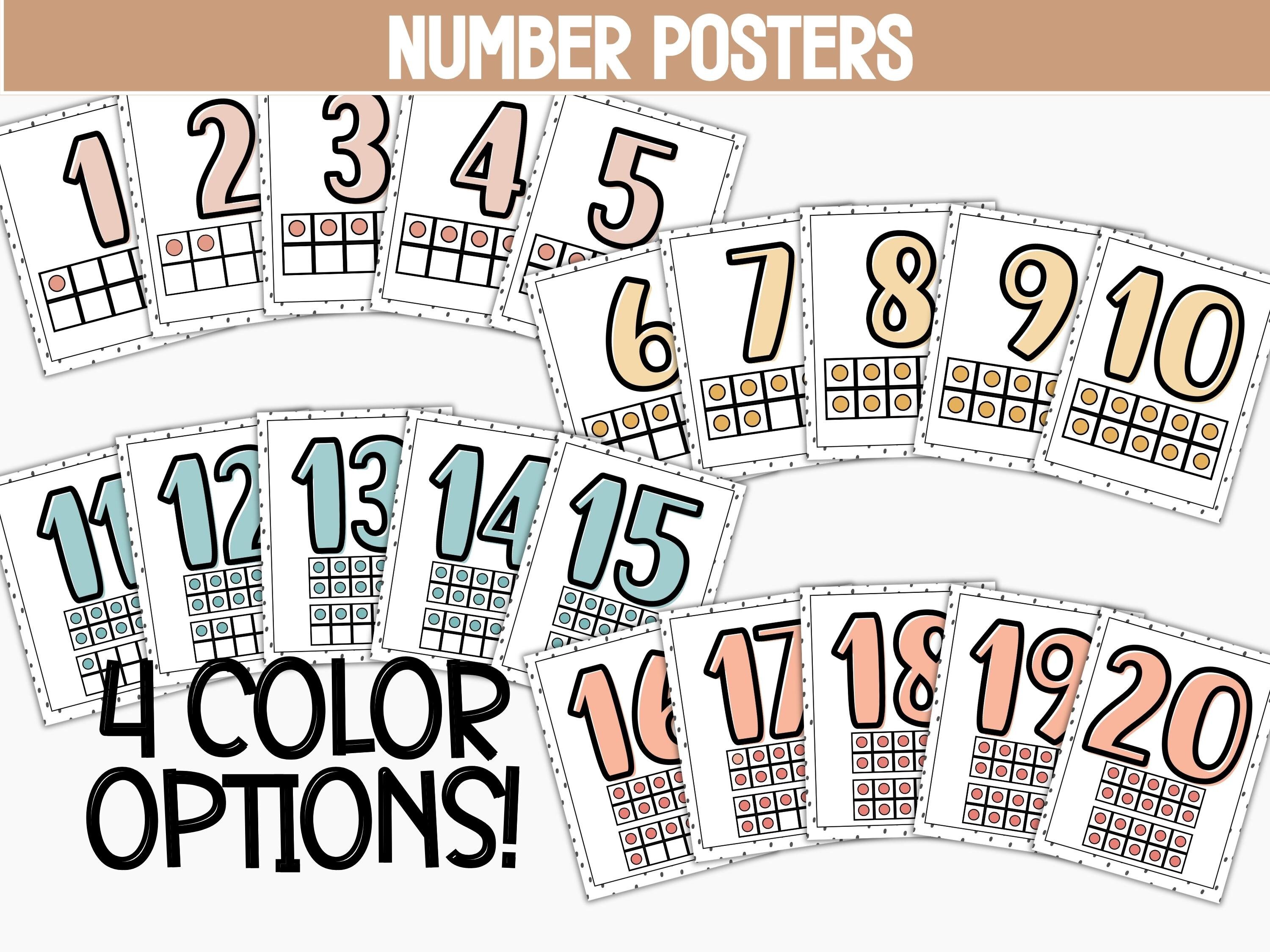 Printable Neutral Classroom Decor, Color Shapes Alphabet Numbers ...