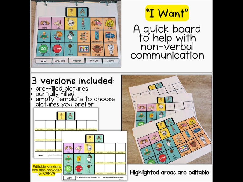 Visual Communication Book for Non-verbal, Choice Board Binder, Visual ...