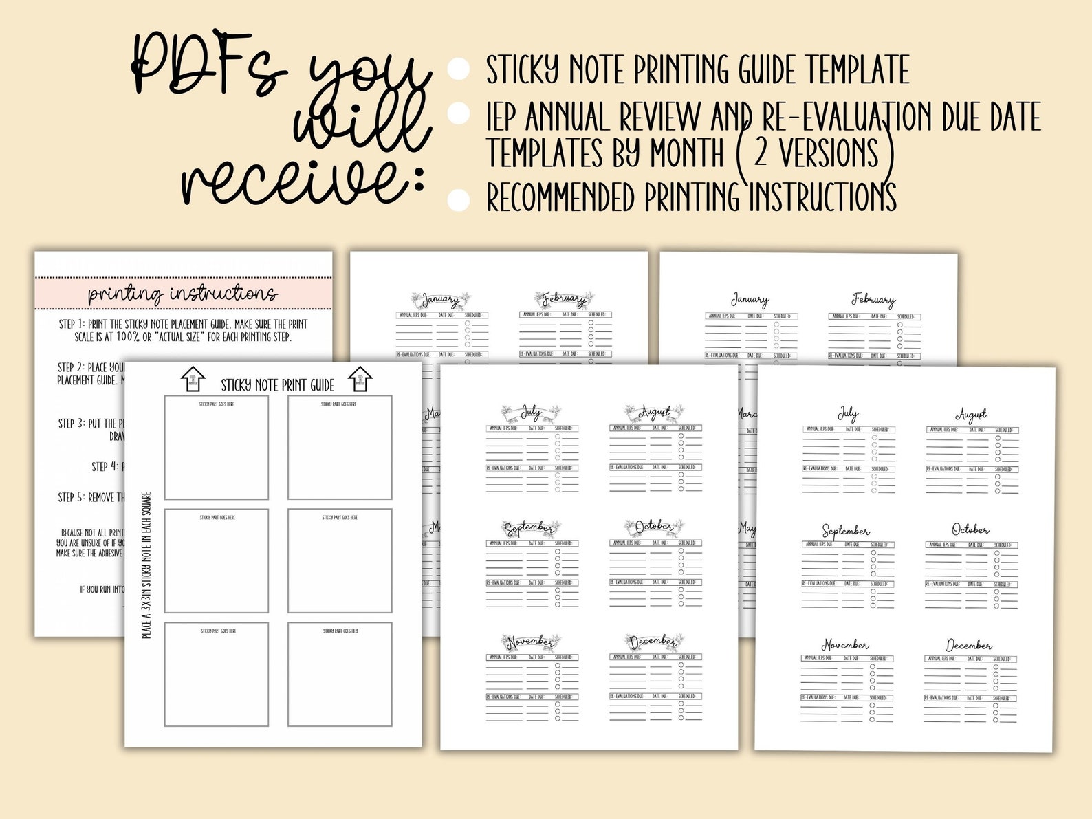 Printable IEP Meeting Reminder Sticky Note Templates, IEP Meeting Prep ...