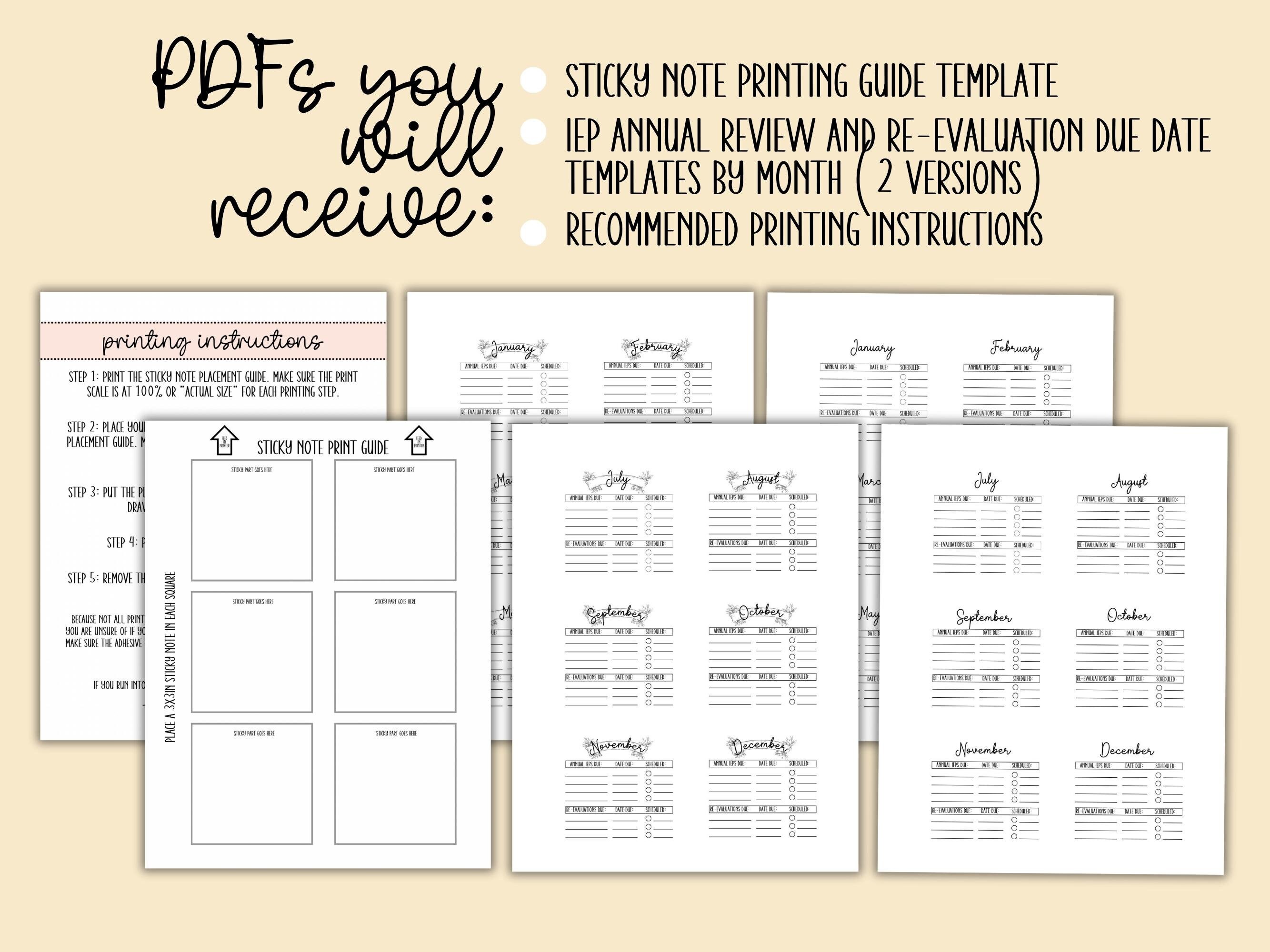 Printable IEP Meeting Reminder Sticky Note Templates, IEP Meeting Prep ...