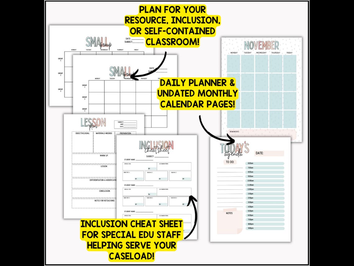 Editable Special Education Planner Binder, Boho Teacher Planner ...