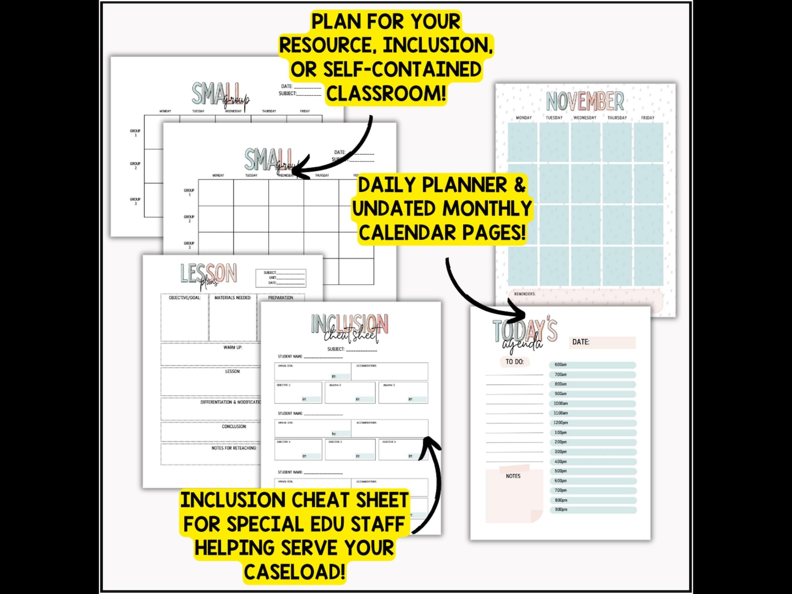 Editable Special Education Planner Binder, Boho Teacher Planner ...