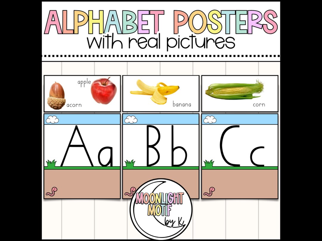 Alphabet Posters With Real Pictures, Sky Grass Ground Visuals ...