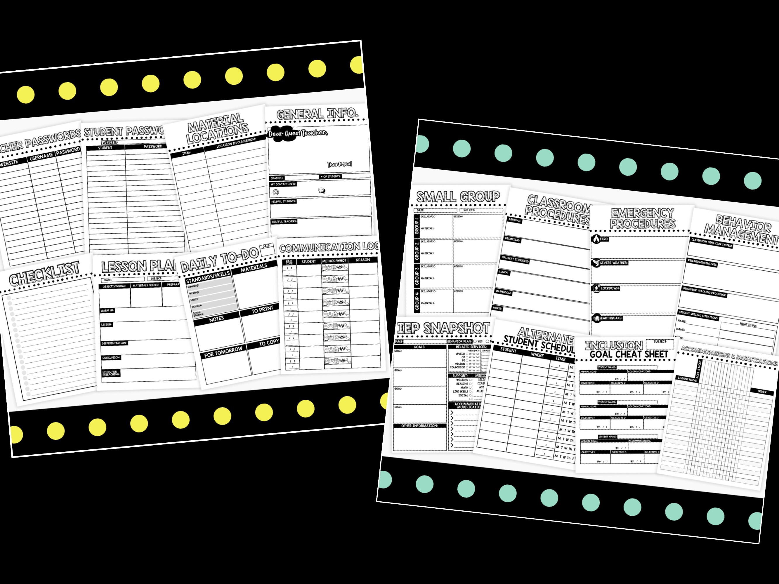 Editable Special Education and Sped Sub Binder Bundle, Classroom ...
