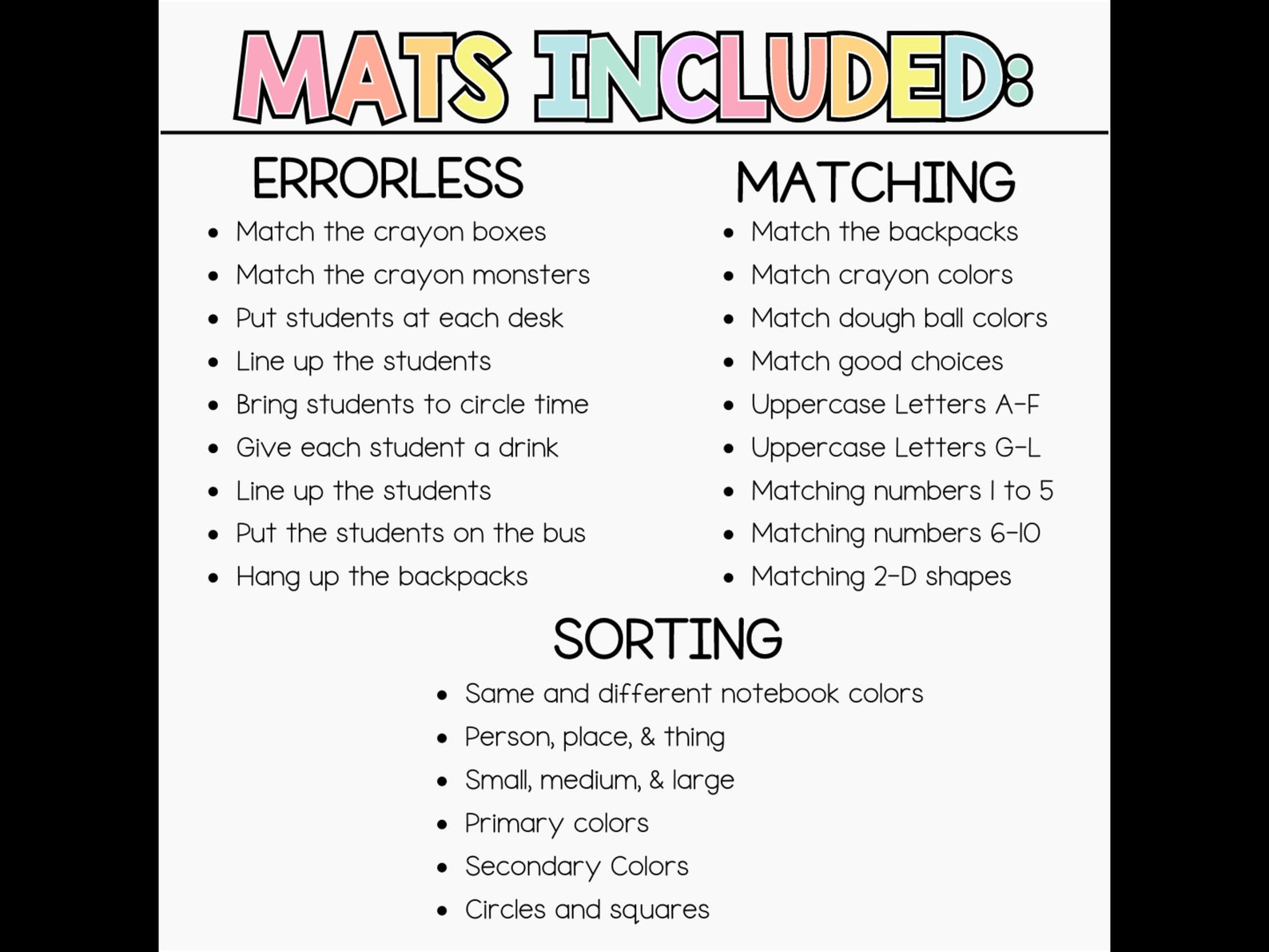 Back to School Prek Interactive Work Mats, Special Education IEP Goal ...