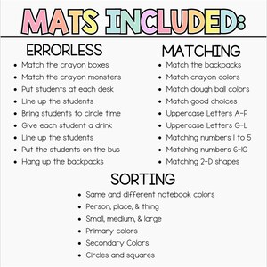 Back to School Prek Interactive Work Mats, Special Education IEP Goal ...