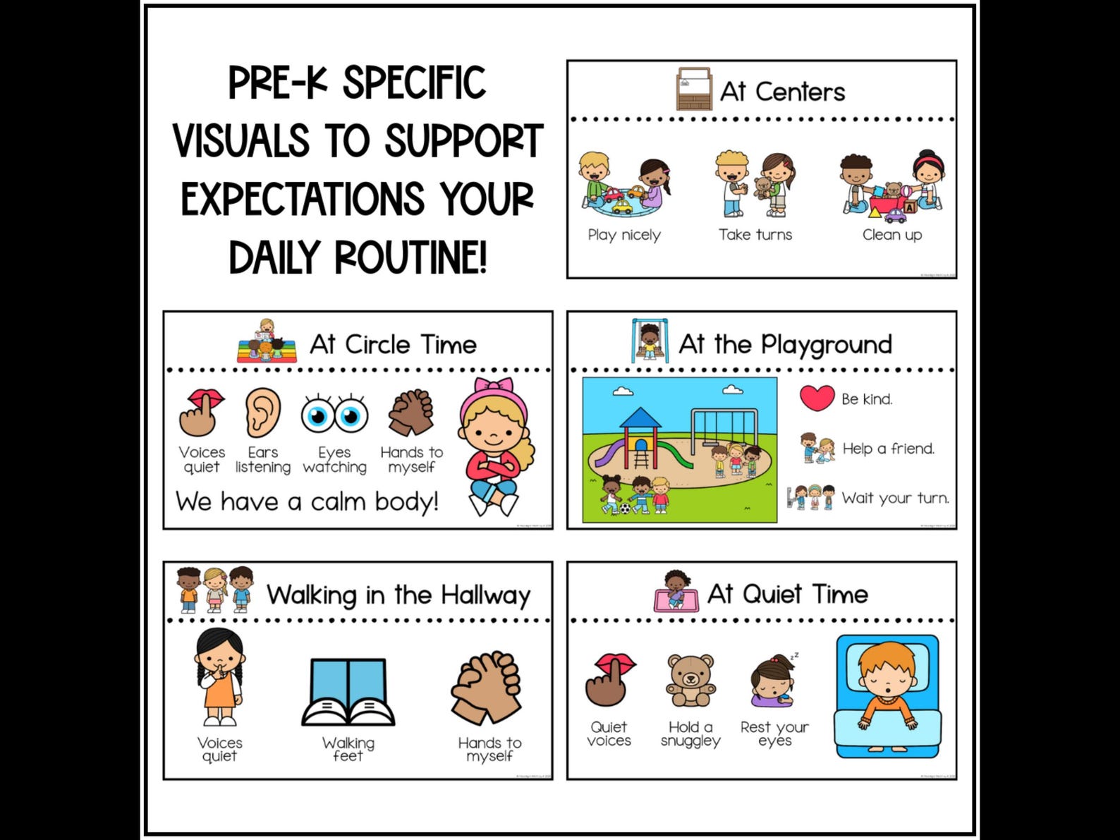 Prek Routines and Expectations Slides, Visual Rules for Prek, Visual ...
