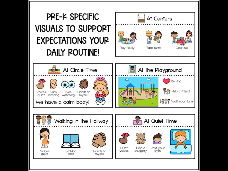 Prek Routines and Expectations Slides, Visual Rules for Prek, Visual ...