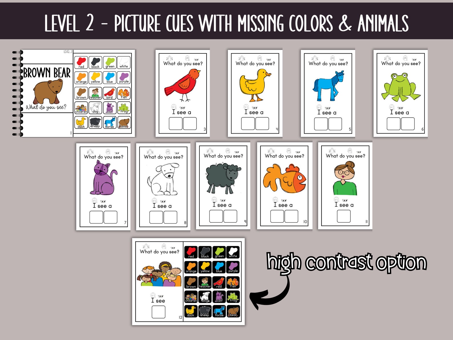 Printable Adapted Brown Bear Book, Special Education, Visually Impaired ...