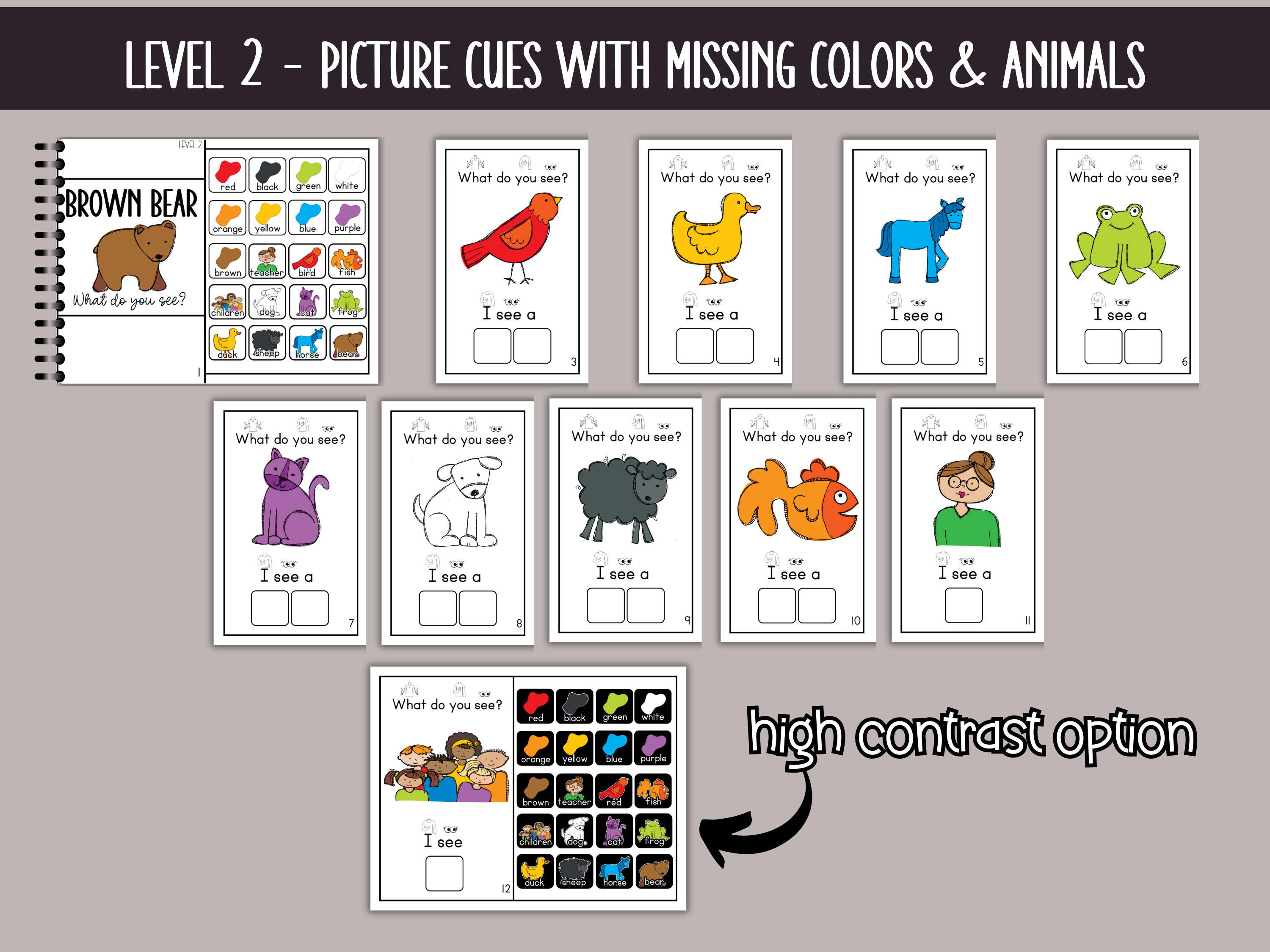 Printable Adapted Brown Bear Book, Special Education, Visually Impaired ...