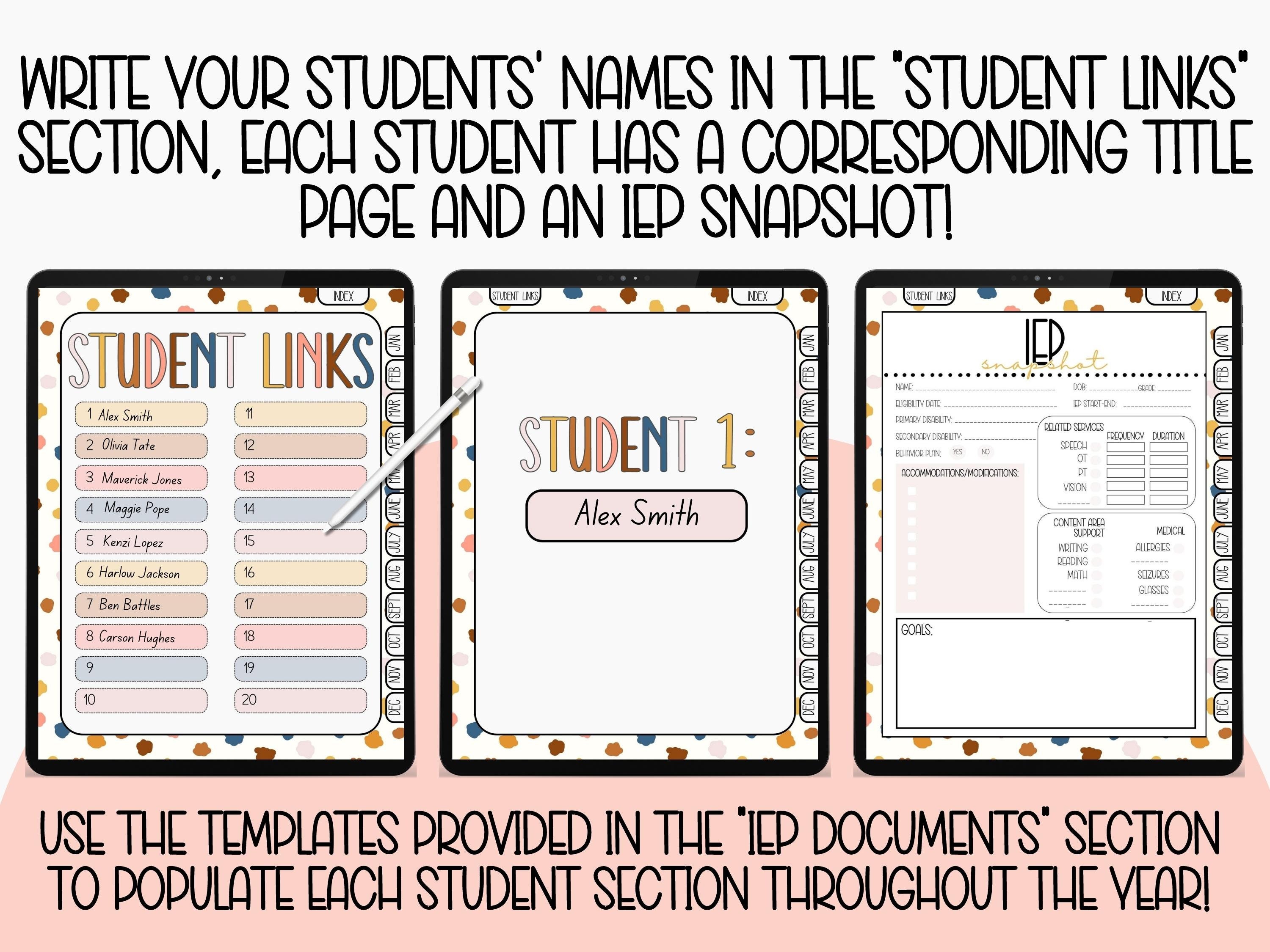 Digital SELF CONTAINED Boho Special Education Planner, Caseload ...