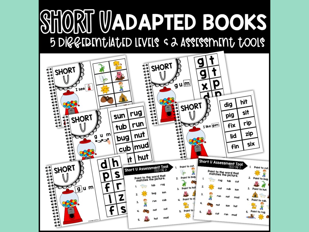 Short U Adapted Books, CVC Adapted Books, Special Education Skill ...