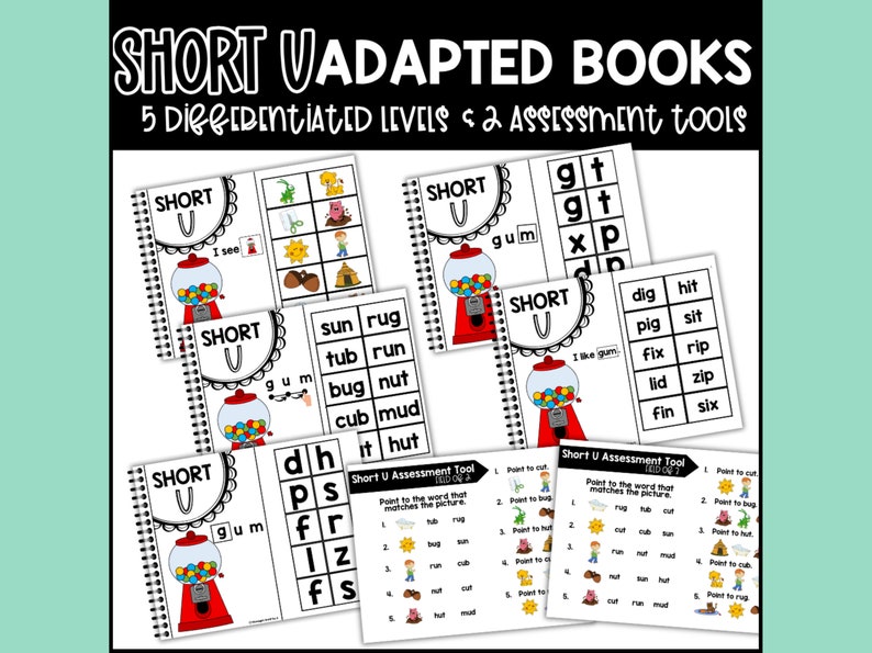 Short U Adapted Books, CVC Adapted Books, Special Education Skill ...