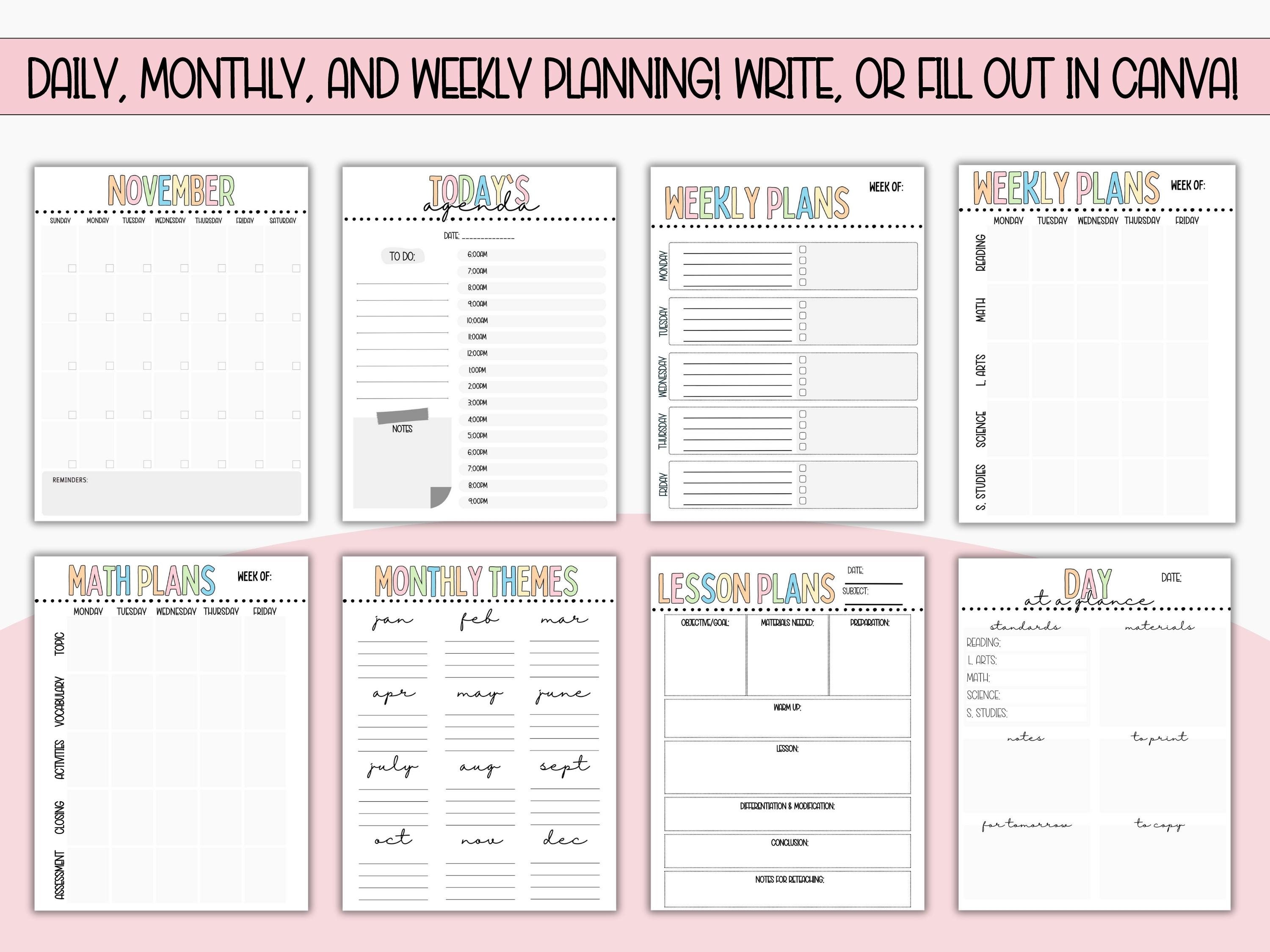 Self Contained Special Education Planner, Editable Pastels Teacher ...