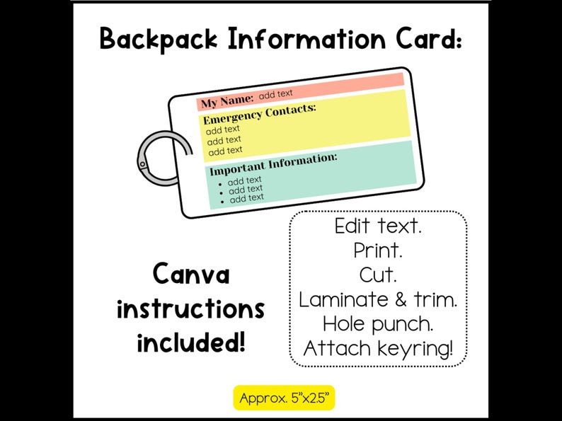 Special Needs About Me Information Sheet & Backpack Card, Autism ...