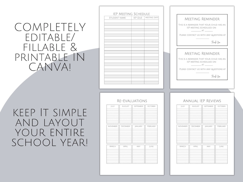 Editable IEP Meeting Planner Templates, Canva Templates, Printable ...