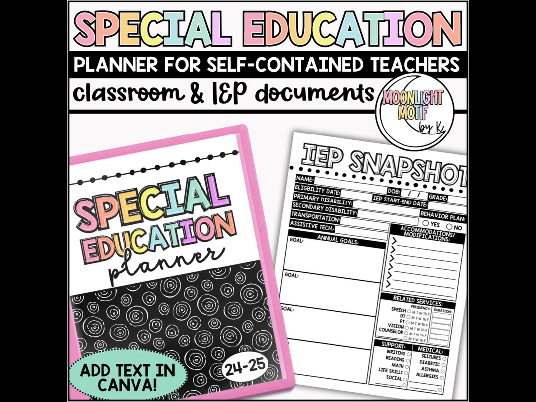 Special Education Planner, Self-contained Teacher Binder, IEP Meeting ...