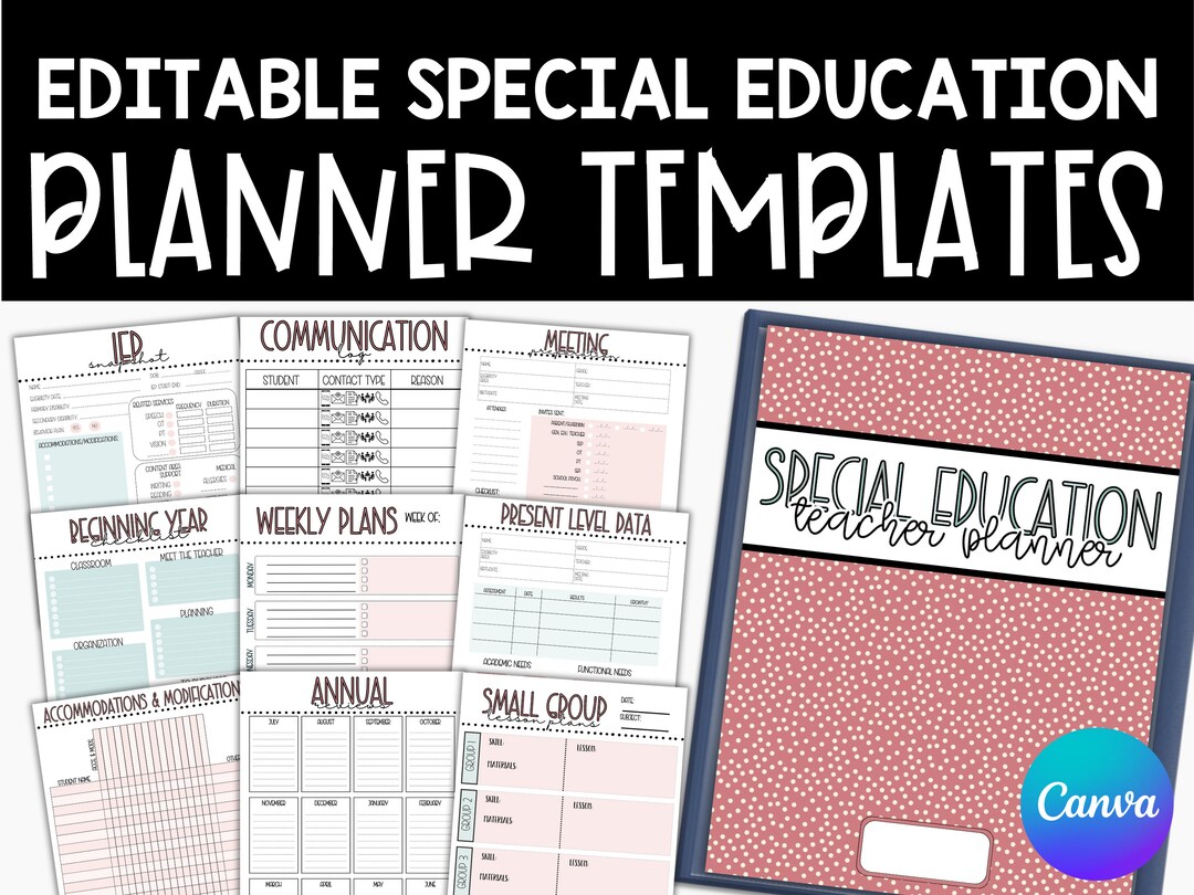 Self Contained Special Education Planner, Editable Boho Teacher Planner ...