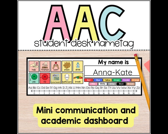AAC Student Helper Desk Nameplate, Communication Board, Autism ...
