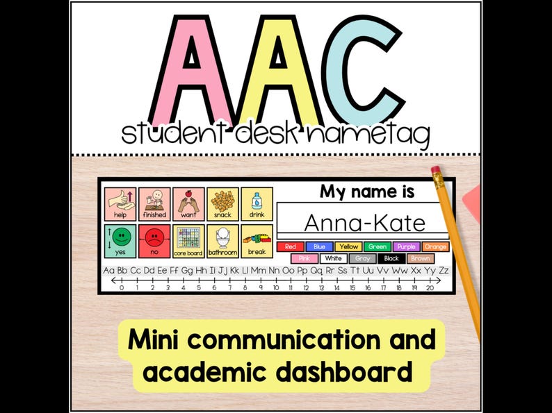 AAC Student Helper Desk Nameplate, Communication Board, Autism ...