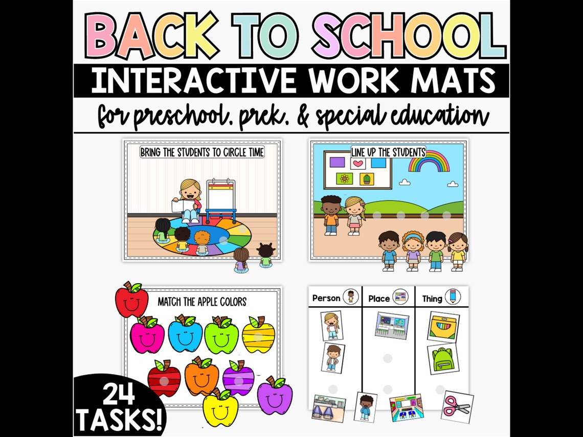 Back to School Prek Interactive Work Mats, Special Education IEP Goal ...