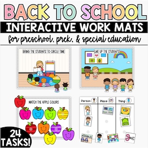 Back to School Prek Interactive Work Mats, Special Education IEP Goal ...
