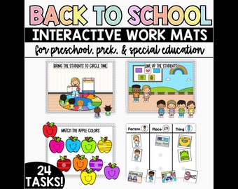 Back to School Prek Interactive Work Mats, Special Education IEP Goal ...