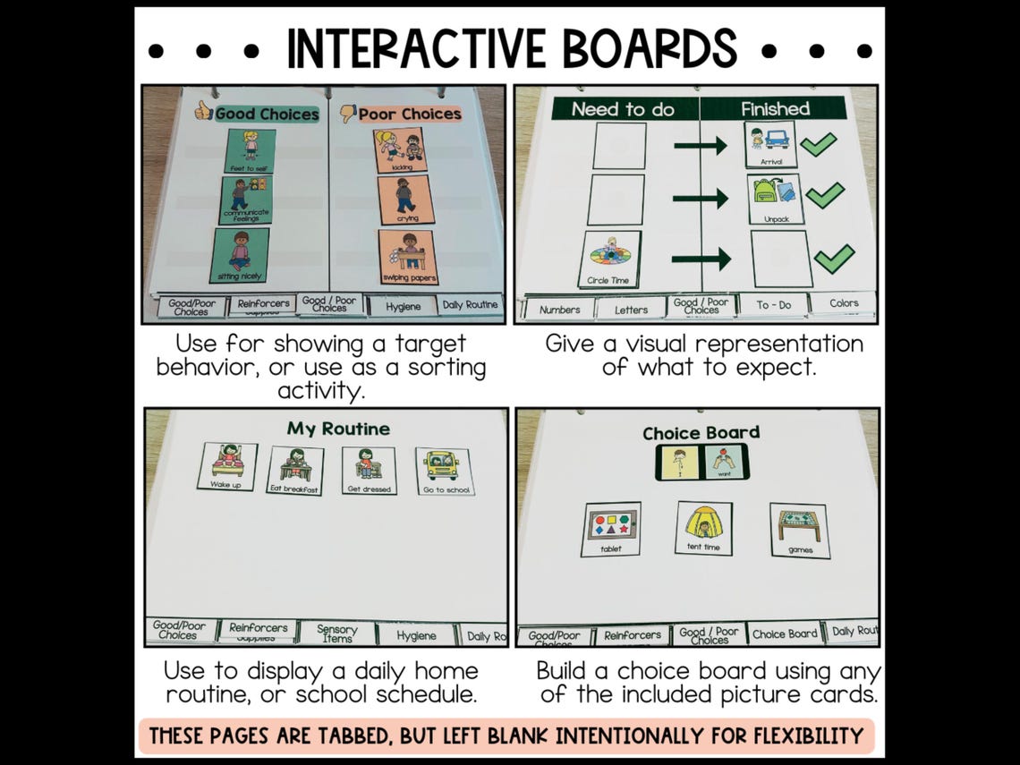 Visual Communication Book for Non-verbal, Choice Board Binder, Visual ...
