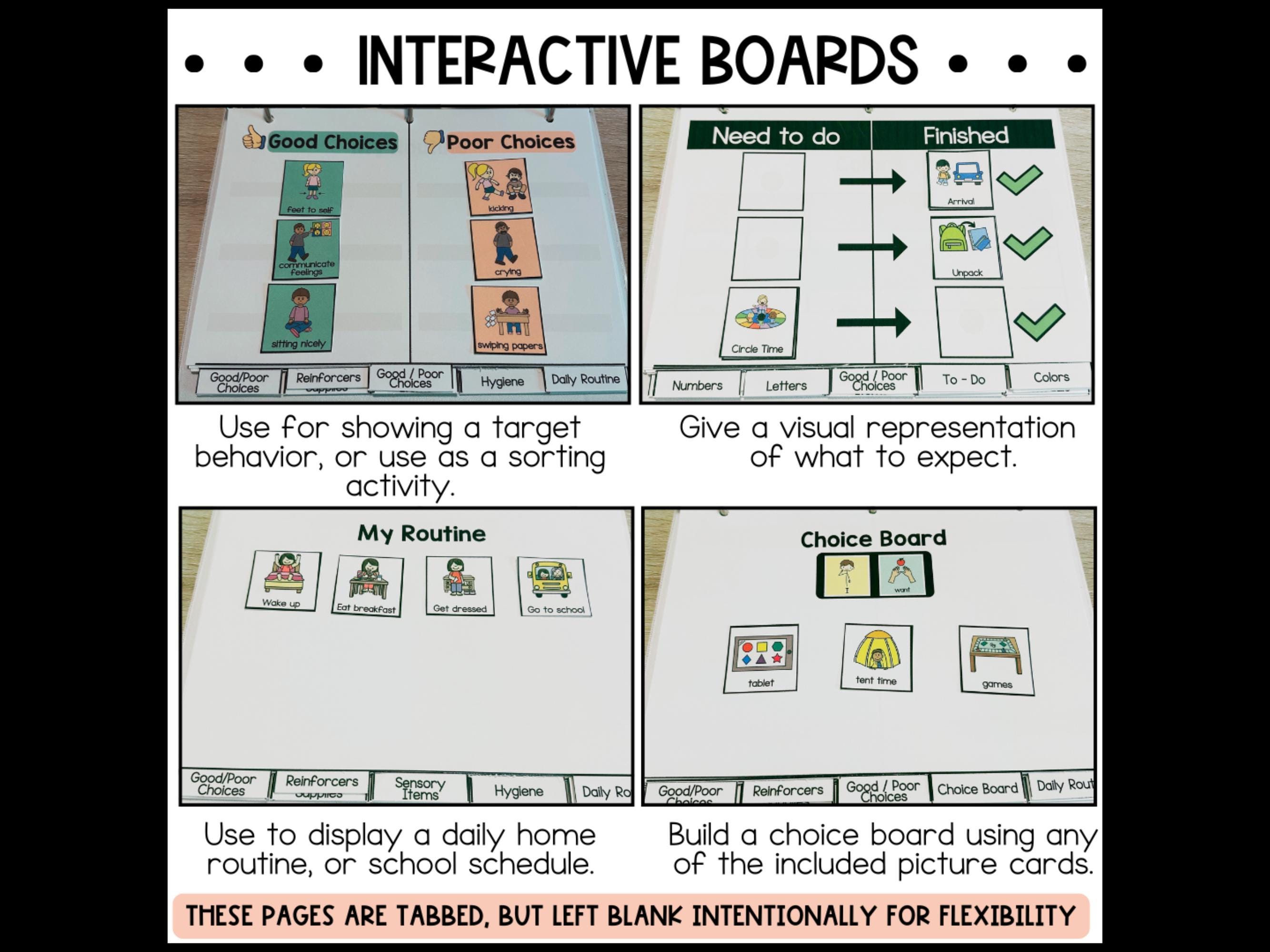 Visual Communication Book for Non-verbal, Choice Board Binder, Visual ...