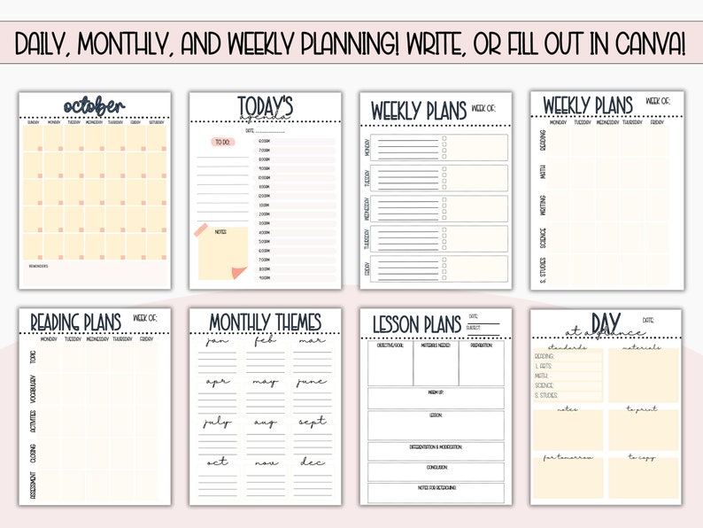 Self Contained Special Education Planner, Editable Boho Teacher Planner ...