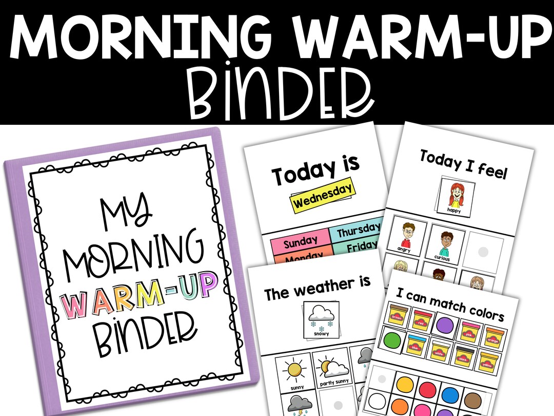 Morning Warm-up Binder, Morning Meeting Binder, Special Education ...