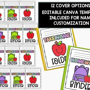 Editable Take Home Folder Canva Templates, Student Homework Folder ...